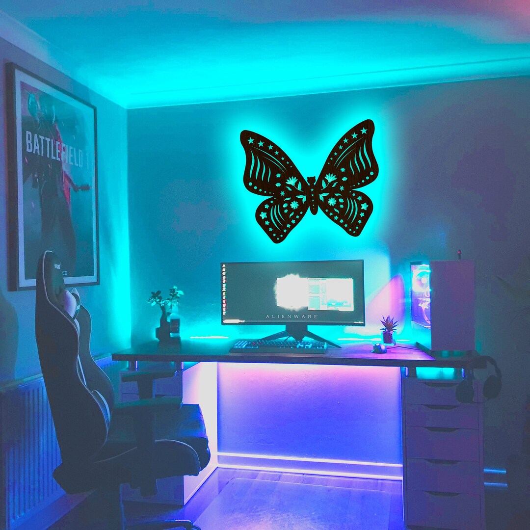 Butterfly Neon Wood Sign, Butterfly Room Decor, Butterfly Led Light ...