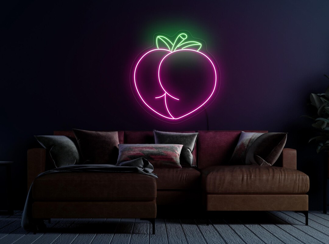 Peach Butt Neon Sign, Peach Ass Neon Sign, Peach Bum Neon Sign, Sexy ...