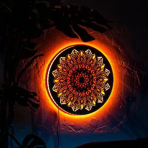 Mandala Led Wall Art, Mandala Led Sign, Geometric Light Art, Flower Led ...