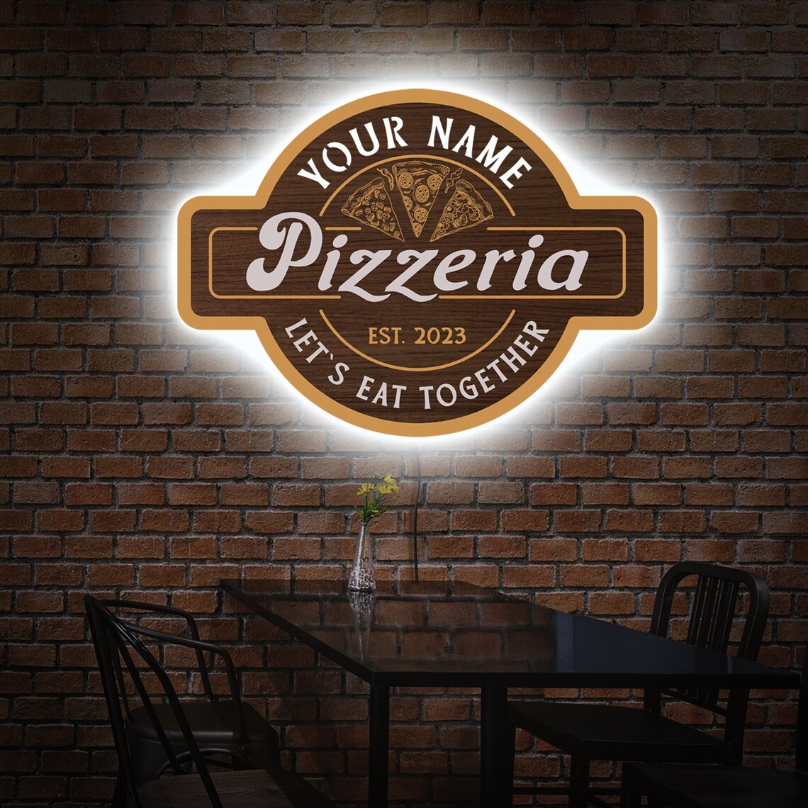 Pizza Led Sign, Custom Pizzeria Sign, Pizza Neon Sign, Personalized ...