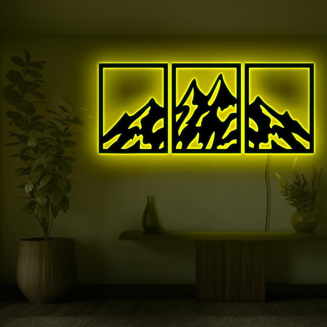 Mountain Neon Sign, Mountain Led Panels, Mountain Panels Set of 3 ...