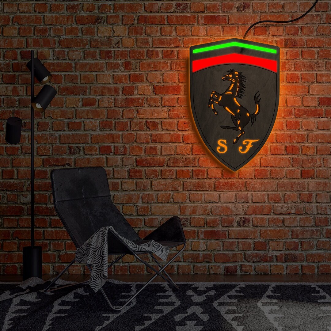 Ferrari Led Sign, Ferrari Neon Sign, Ferrari Logo Led, Ferrari Light ...