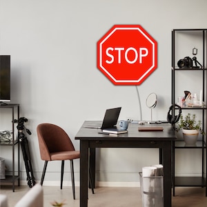 Stop Sign Decor, Stop Sign Neon, Stop Sign Art, Acrylic Stop, Road Sign ...
