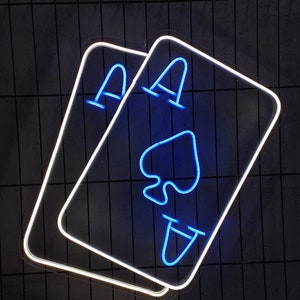 Poker Neon Light, Playing Cards Light Sign, Poker Neon Sign, Poker Room ...
