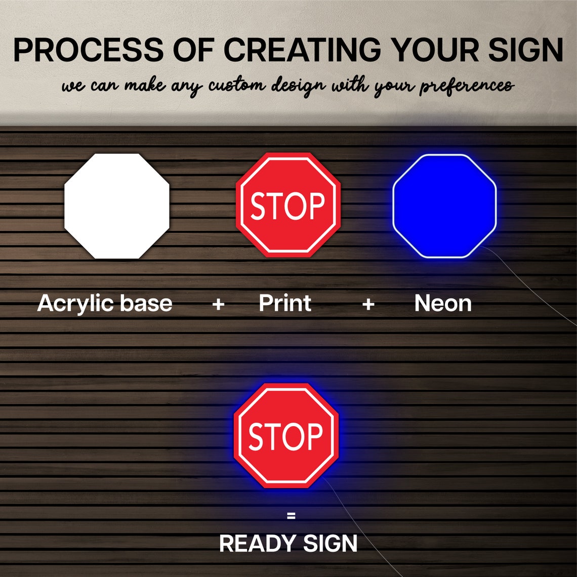 Stop Sign Decor Stop Sign Neon Stop Sign Art Acrylic Stop - Etsy