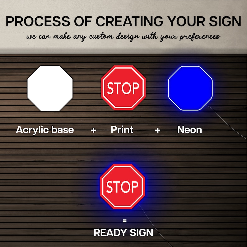Stop Sign Decor Stop Sign Neon Stop Sign Art Acrylic Stop - Etsy