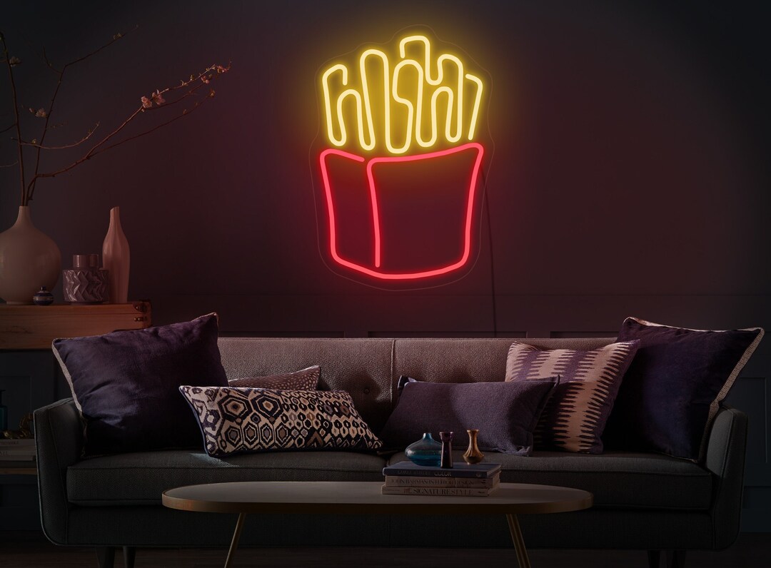 French Fries Neon Light, Fried Potato Chips Led Sign, Food Neon Sign ...