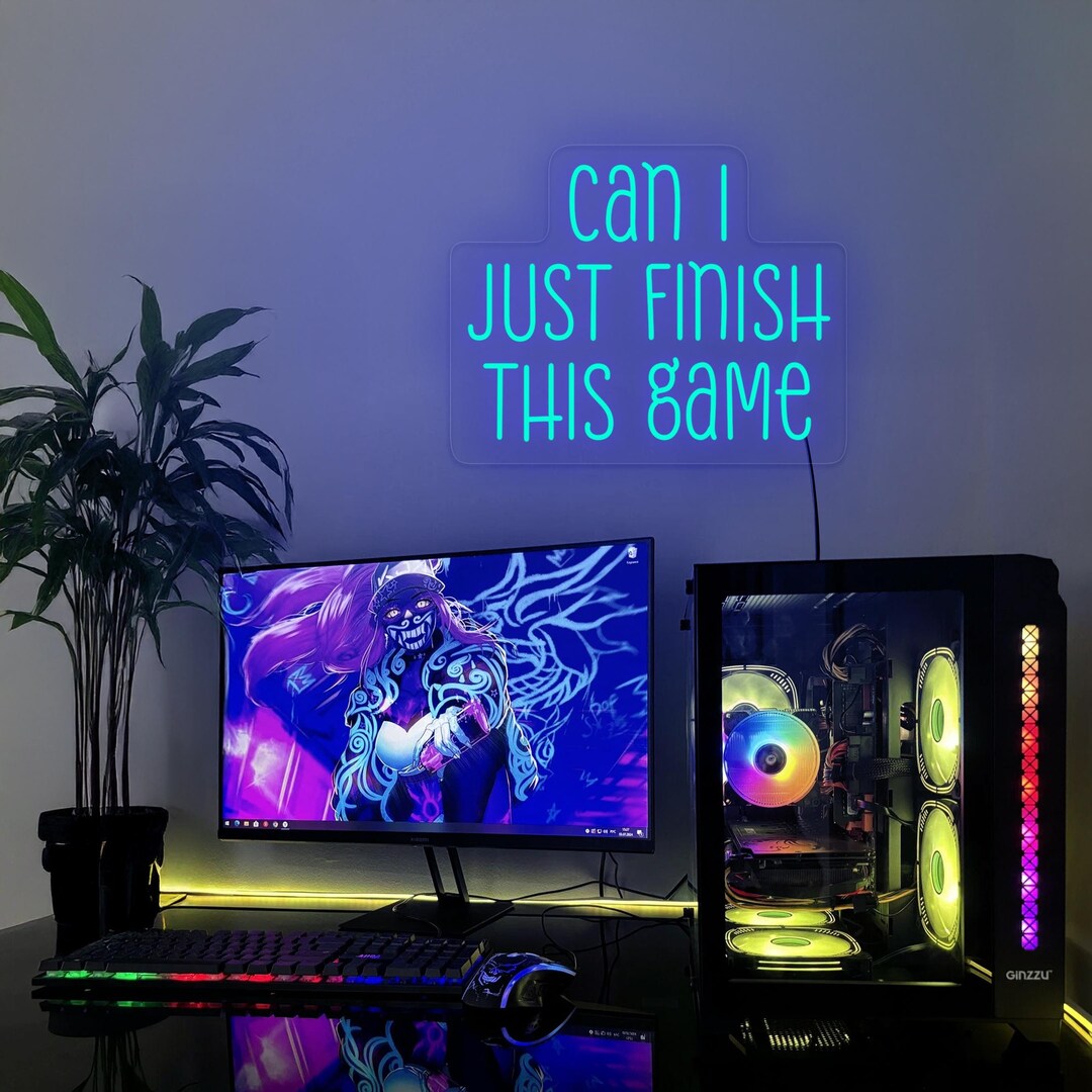 Gaming Neon Sign, Can I Just Finish This Game Neon Sign, Game Room Neon ...