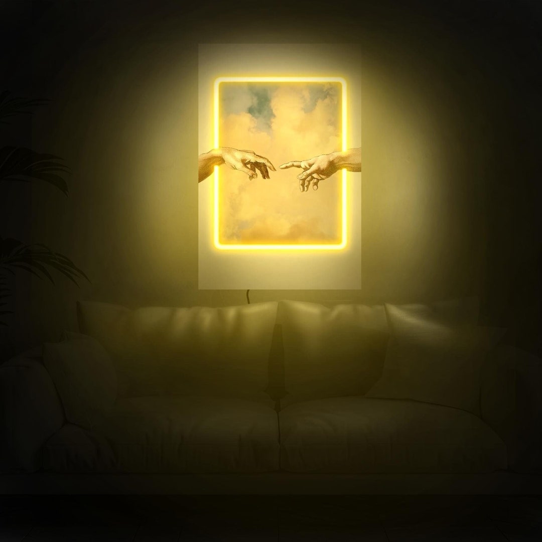 Hand of God Led Sign, Renaissance Neon Sign, Neon Sign Art, Modern Neon ...