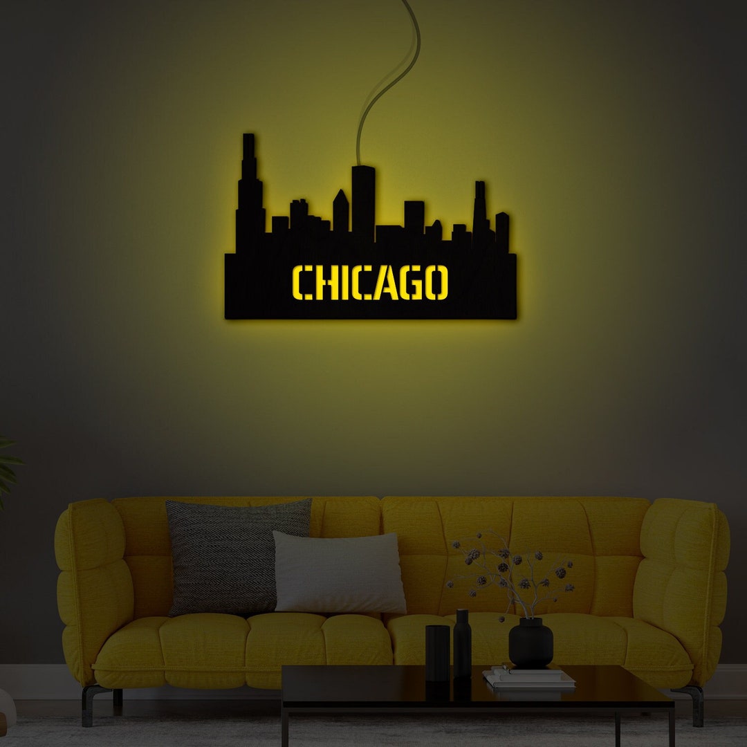 Chicago Skyline Neon Sign, Chicago Skyline Led, Chicago Neon Sign ...