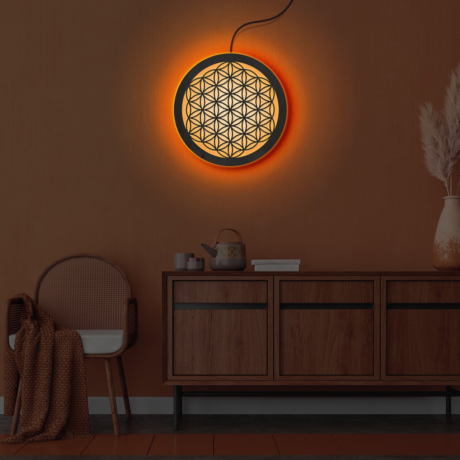 Flower of Life Art With Led, Sacred Geometry Led Lamp, Sacred Geometry ...