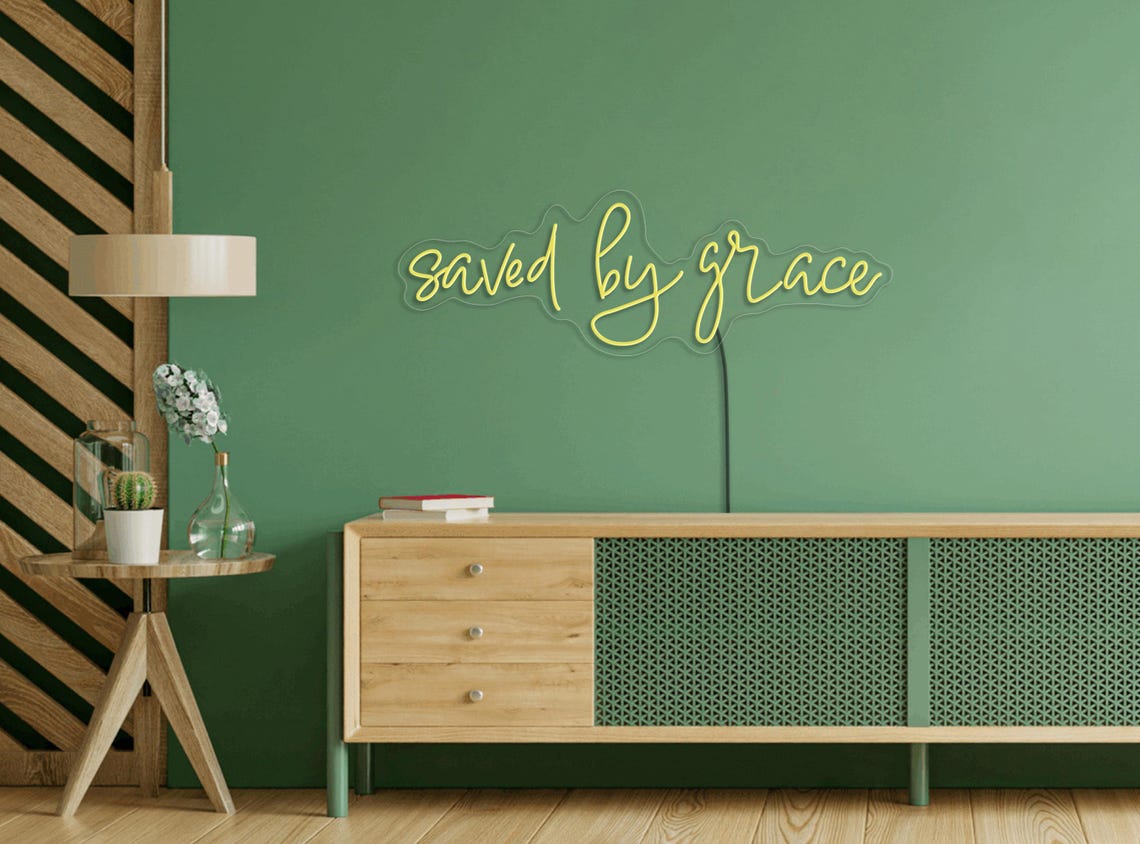 Saved by Grace Neon Sign, Christian Neon Sign, Jesus Neon Sign, Bible ...