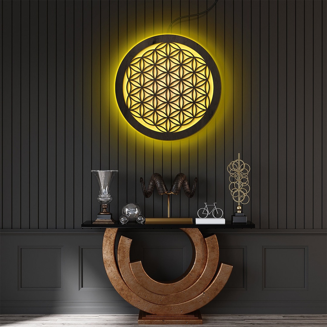 Flower of Life Art With Led, Sacred Geometry Led Lamp, Sacred Geometry ...