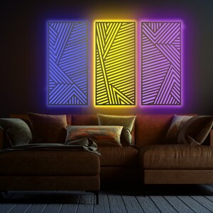 Geometric Wood Wall Art With Led, Wood Wall Art Light, Geometric Wall ...