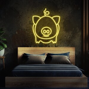 Cute Pig Neon Sign, Pig Neon Sign, Pig Led, Animal Neon, Neon Sign ...