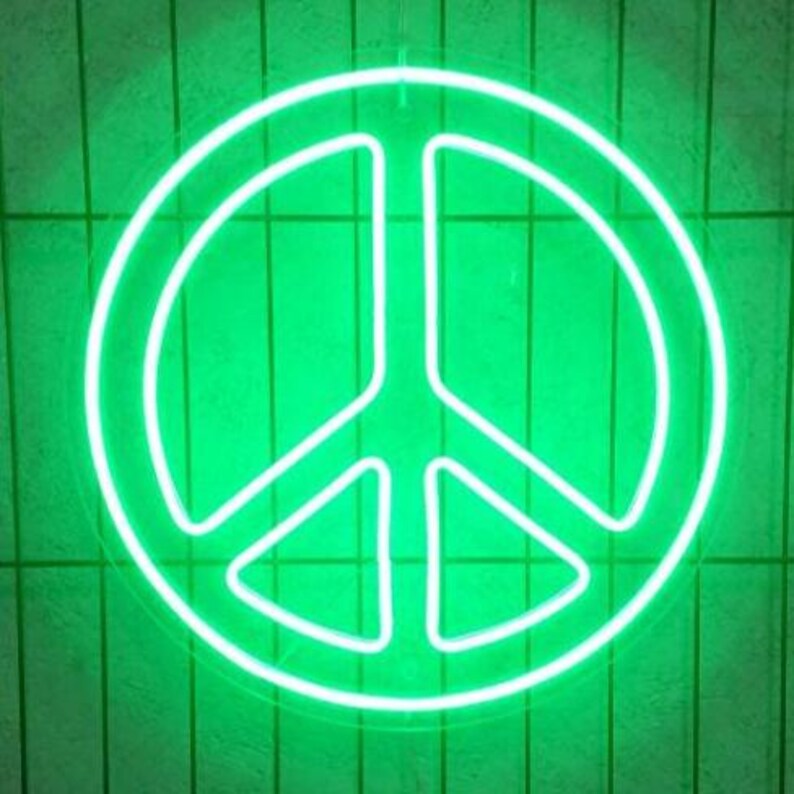 Peace Neon Sign, Peace Symbol Led Sign, Pacifist Neon Sign, Hippie Neon ...