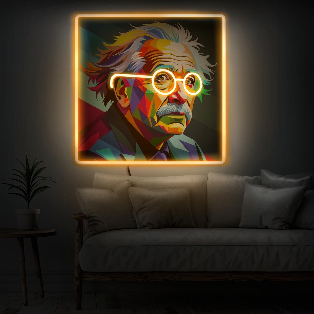Einstein Neon Sign, Albert Einstein Sign, Einstein Neon Print, Neon ...