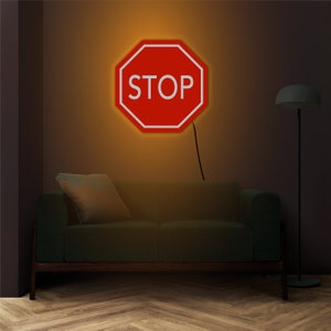 Stop Sign Decor, Stop Sign Neon, Stop Sign Art, Acrylic Stop, Road Sign ...