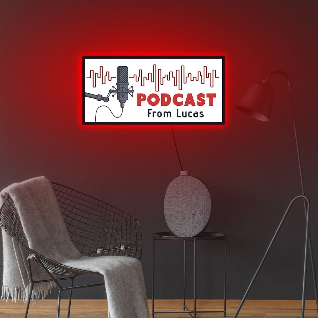 Podcast Neon Sign, Podcast Led Sign, Podcast Sign, Podcast Logo Sign, Podcast Studio Sign ...