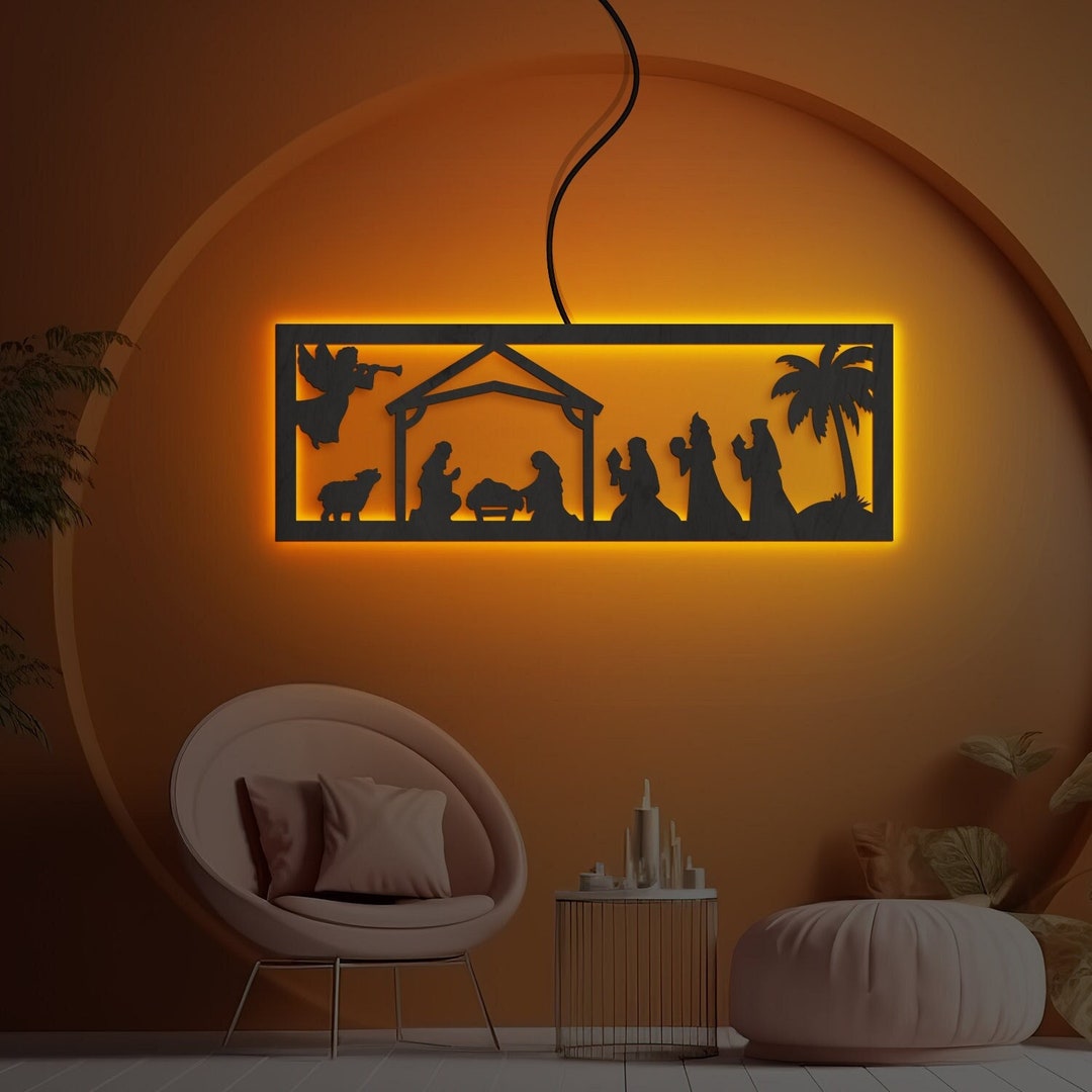 Nativity Scene Sign With Led, Nativity Scene Neon Sign, Christmas ...