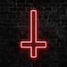 Inverted Cross Neon Sign, Cross Light Sign, Upside Down Cross Sign, St ...
