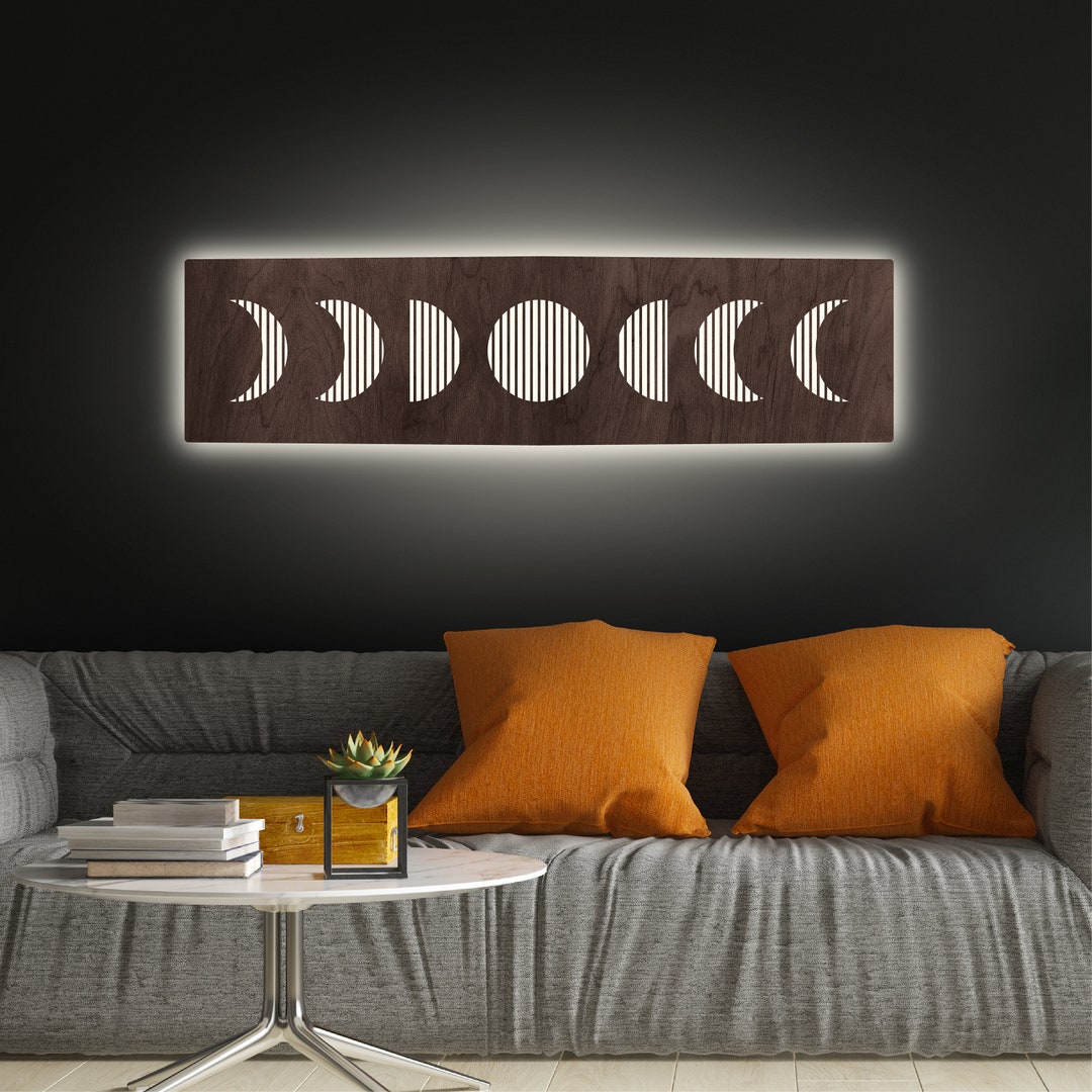 Moon Phases Wall Art Led, Moon Led Wall Decor, Moon Light Wall, Moon ...