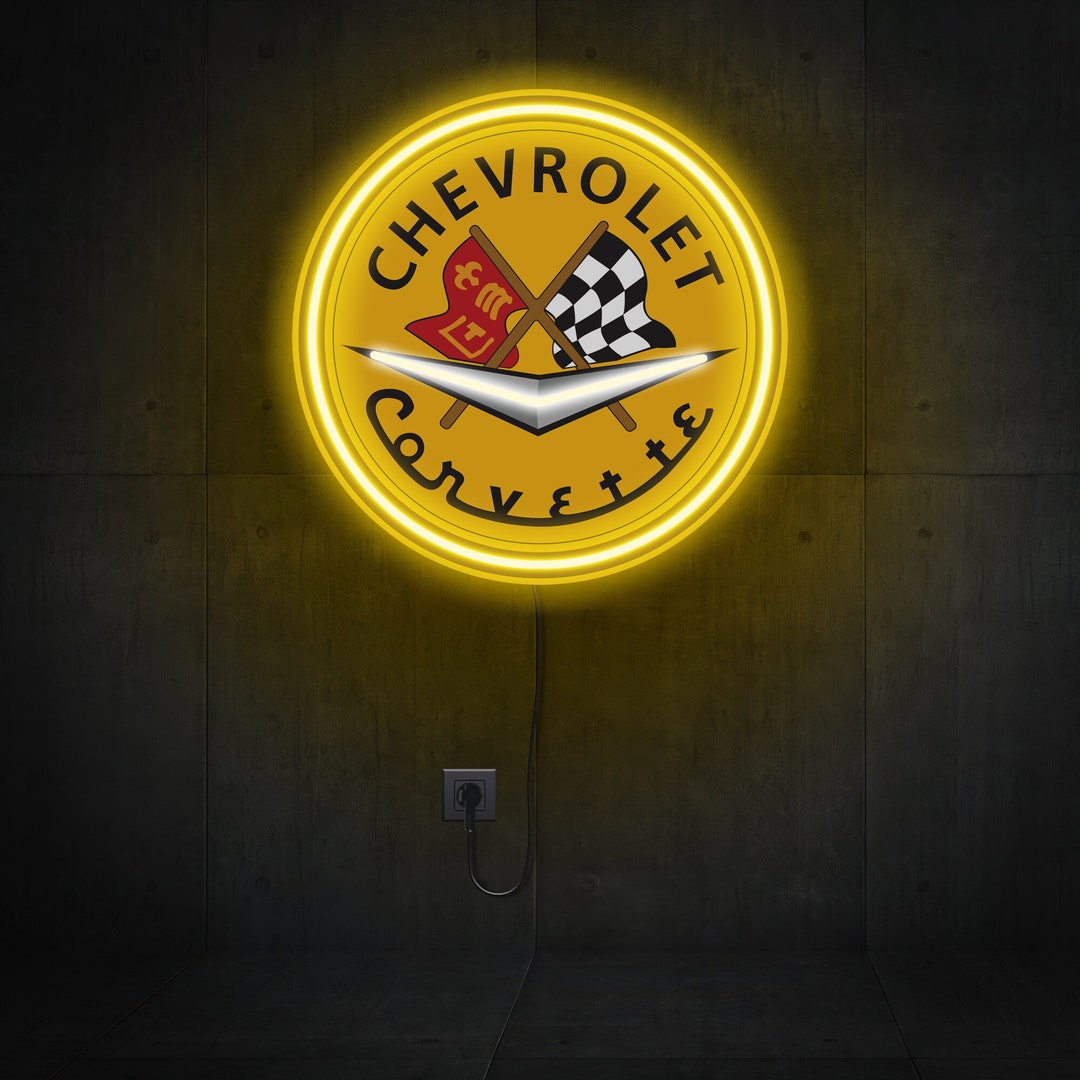 Corvette Neon Sign, Corvette Logo Sign, Chevrolet Neon Sign, Corvette ...