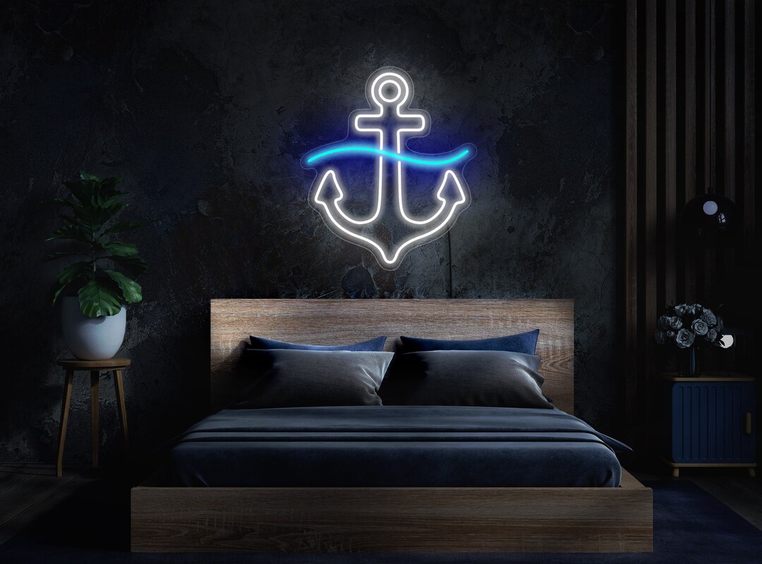 Anchor Neon Sign, Anchor Light Sign, Navy Neon Sign, Marine Neon Sign ...