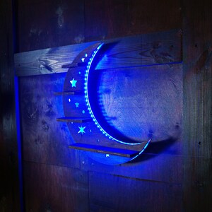 Crescent Moon Shelf, Moon Shelf With Lamp, Moon Shelf for Crystals ...