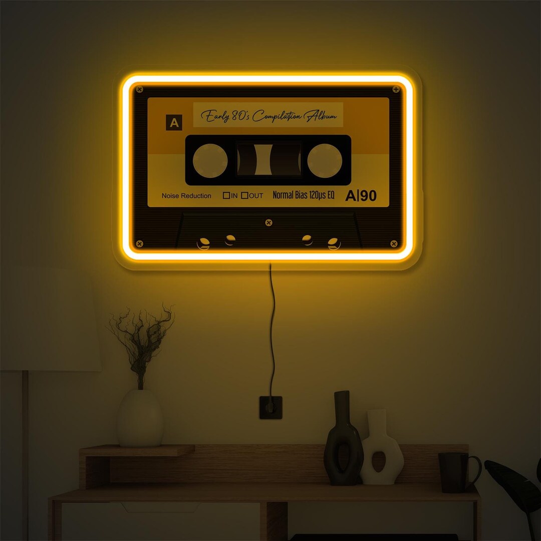 Custom Cassette Tape Neon Sign, Mixtape Neon Sign, Cassette Tape Light ...