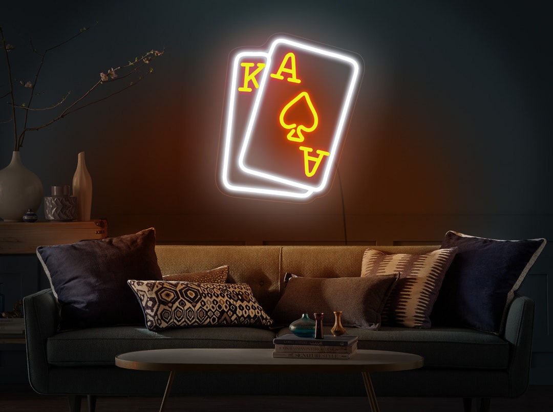 Poker Neon Light, Playing Cards Light Sign, Poker Neon Sign, Poker Room ...