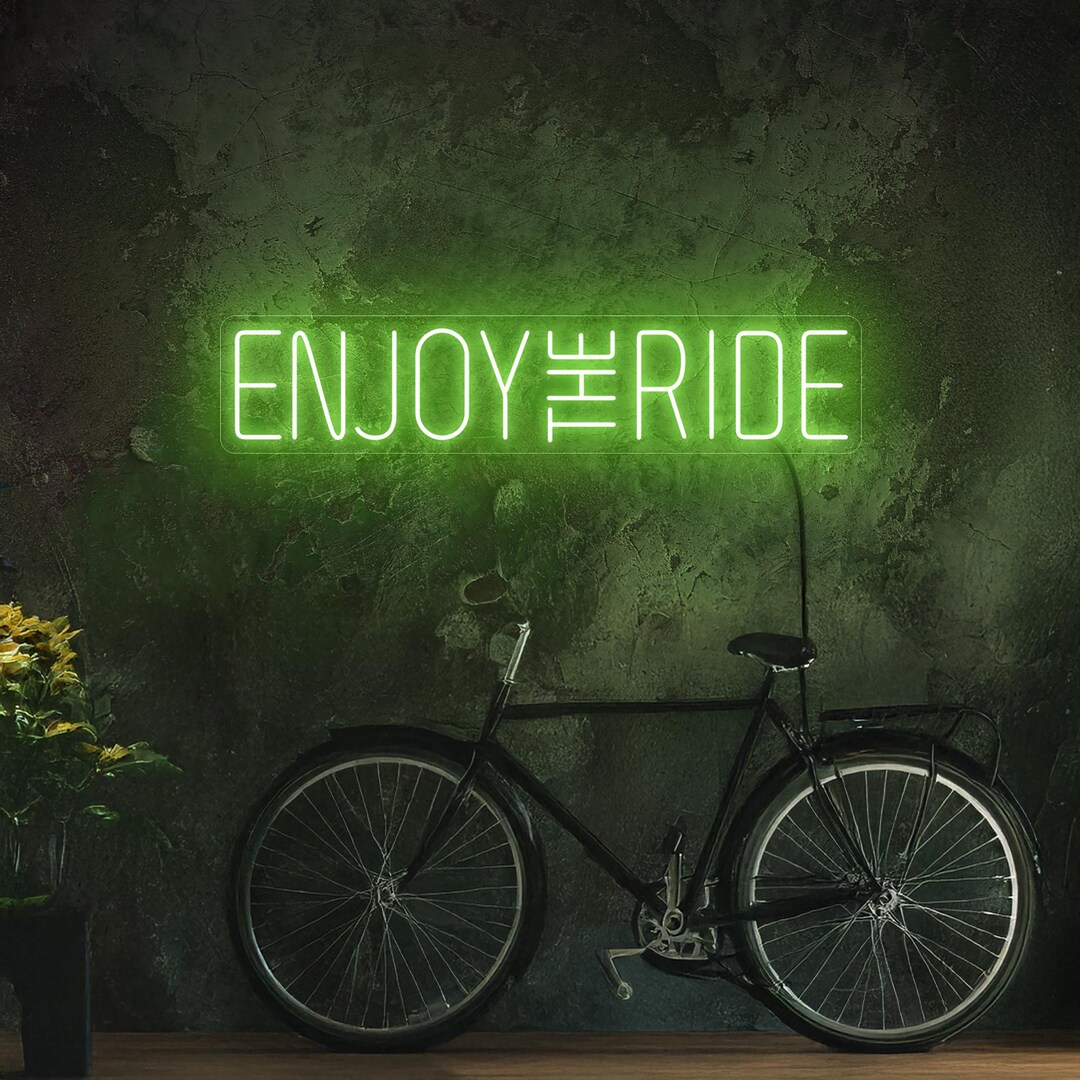 Enjoy the Ride Neon Sign, Bicycle Neon Sign, Cycling Neon, Cycling Room ...