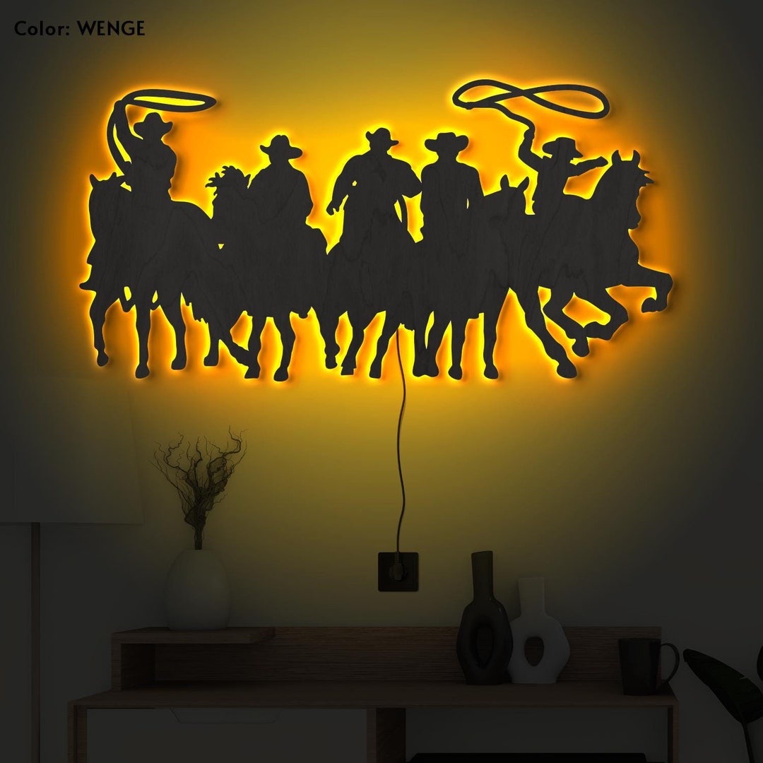 Cowboys Neon Sign, Wooden Cowboys Sign, Western Neon Sign, Cowboys Led ...