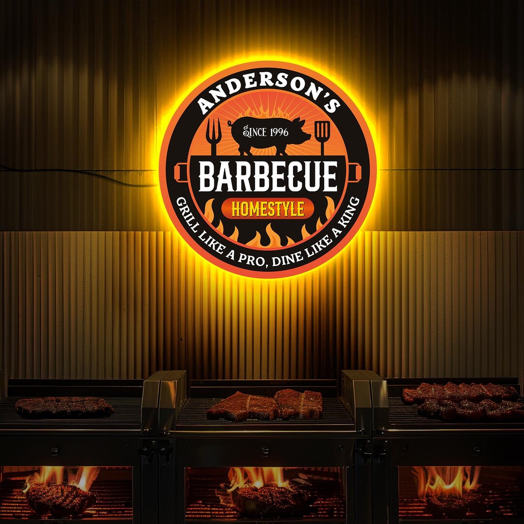 Barbecue Neon Sign, Custom BBQ Neon Sign, BBQ Name Sign, Grill Neon ...