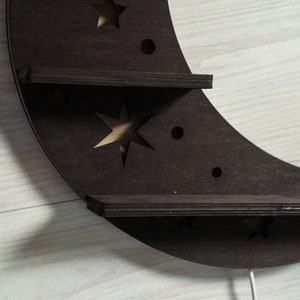 Crescent Moon Shelf, Moon Shelf With Lamp, Moon Shelf for Crystals ...