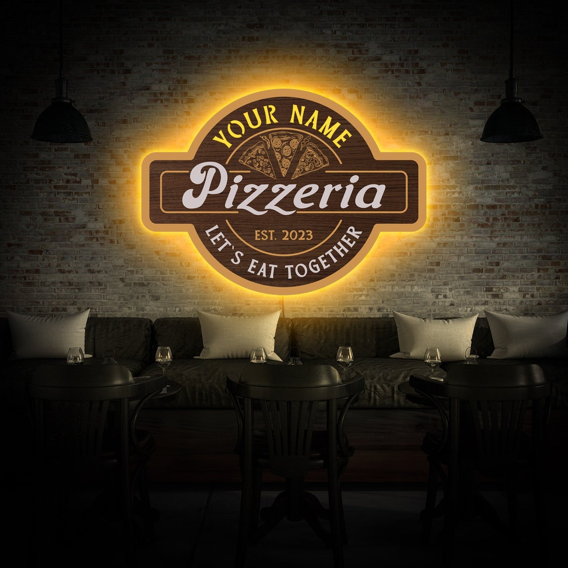 Pizza Led Sign, Custom Pizzeria Sign, Pizza Neon Sign, Personalized ...