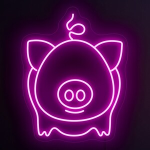 Cute Pig Neon Sign, Pig Neon Sign, Pig Led, Animal Neon, Neon Sign ...