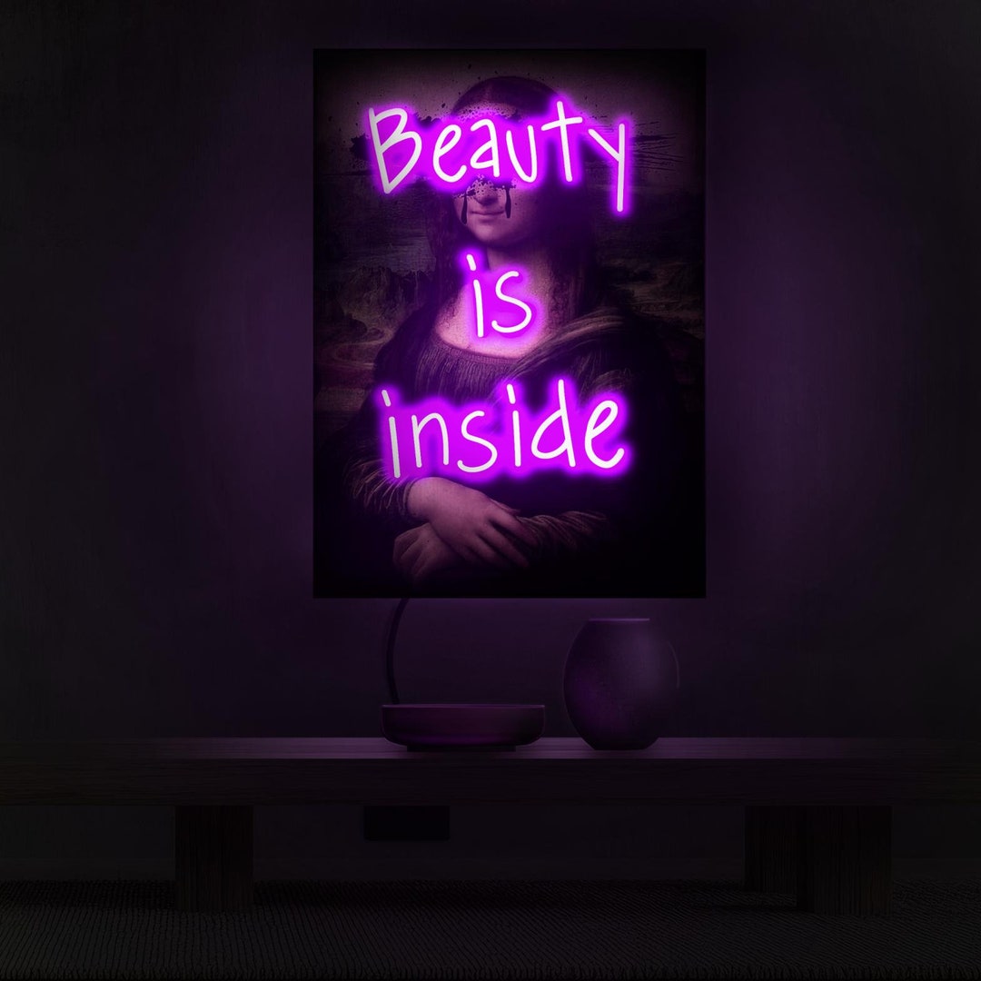 Mona Lisa Neon Sign, Beauty is Inside Led Sign, Mona Lisa Pop Art ...