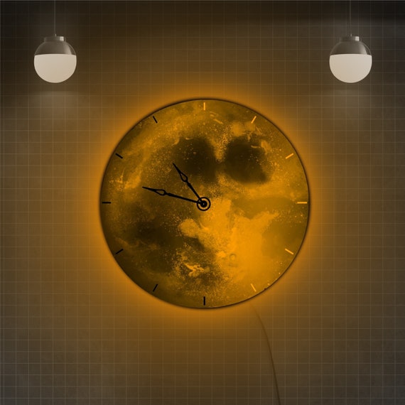 Glowing Moon Clock 16inch Moon Digital Wall Clock With LED