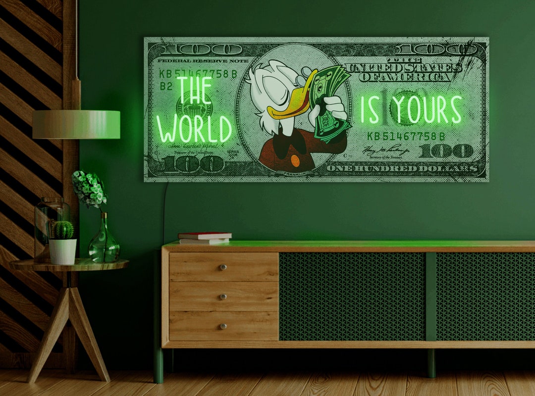 Dollar Neon Sign, the World is Yours Neon, Dollar Neon Art, Dollar ...