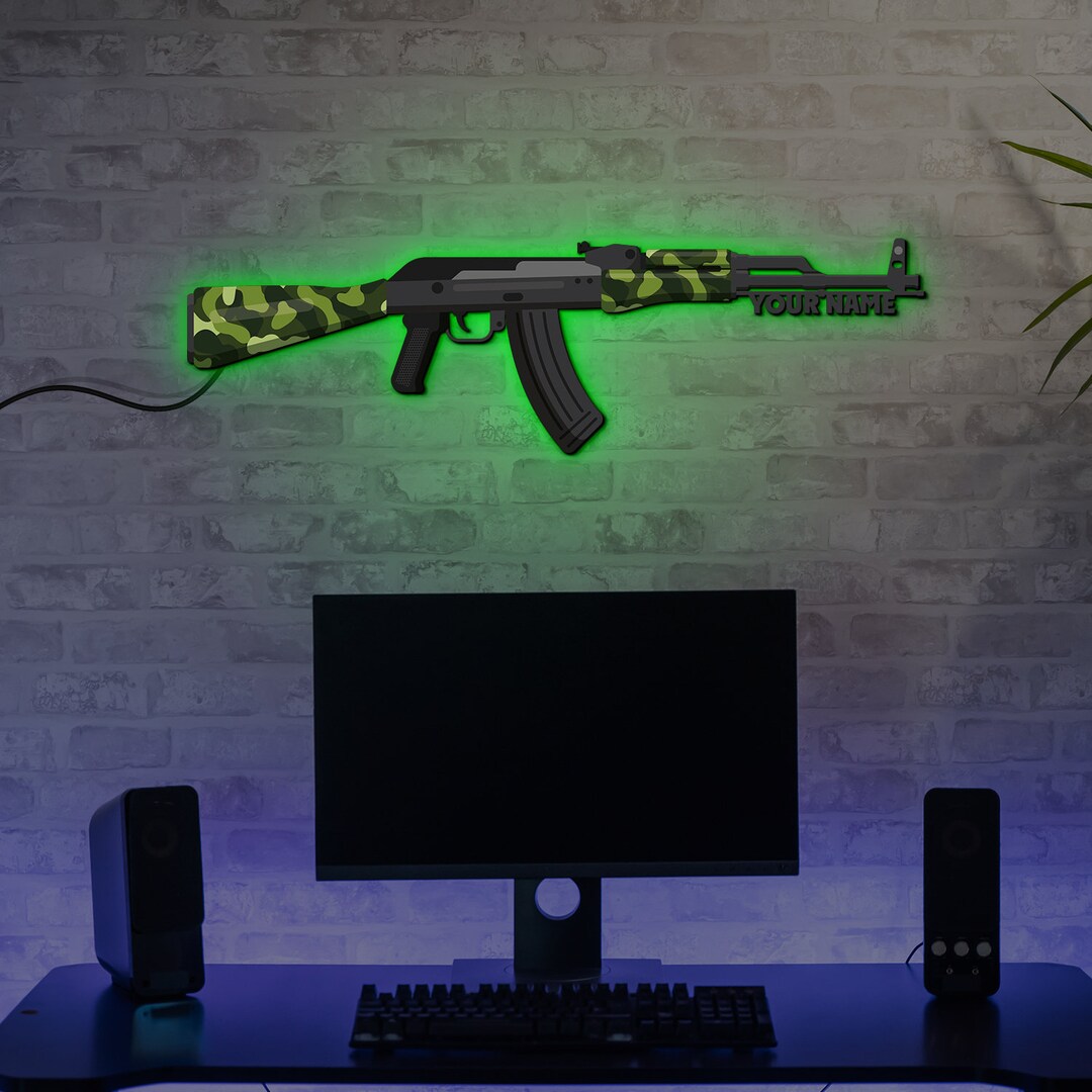 AK-47 Neon Sign, Gun Neon Sign, Guns Led Sign, Custon AK-47 Sign, AK 47 ...