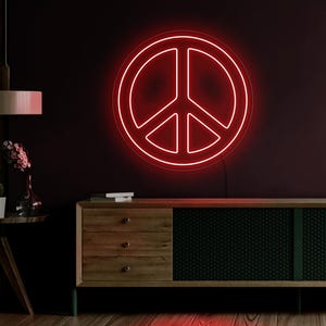 Peace Neon Sign, Peace Symbol Led Sign, Pacifist Neon Sign, Hippie Neon ...
