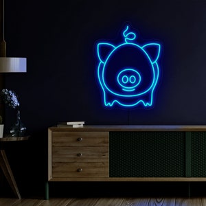 Cute Pig Neon Sign, Pig Neon Sign, Pig Led, Animal Neon, Neon Sign ...