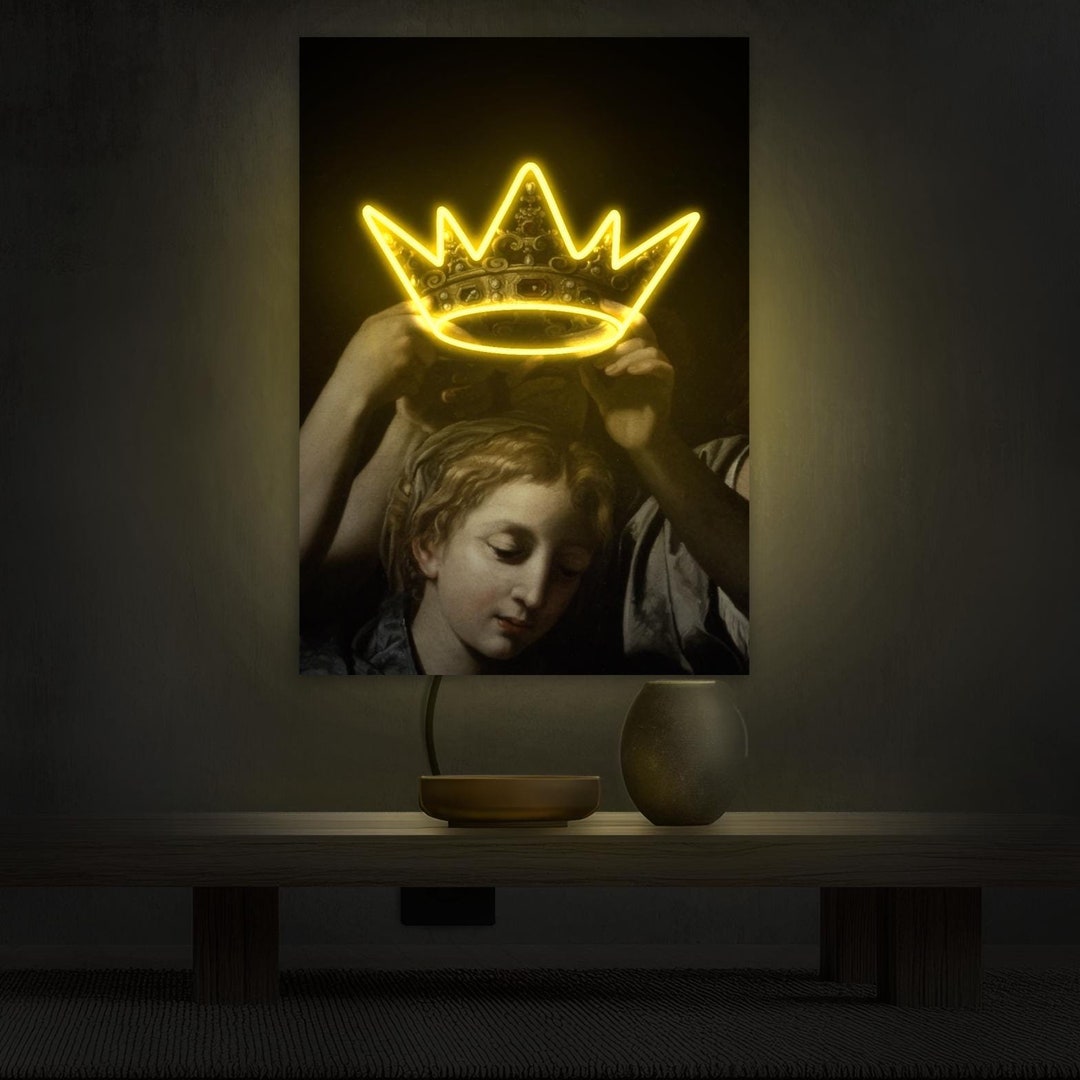 Crown Led Sign, Queen Neon Sign, Renaissance Neon Sign, Portrait Neon ...