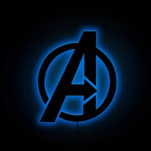 Avengers Logo Sign, Avengers Neon Sign, Superhero Logo Sign, Supehero ...