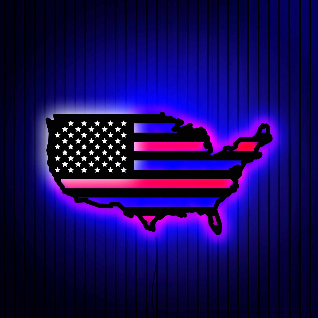 Usa Flag Neon Sign, Usa Flag Wall Decor, United States Flag Neon, Usa ...