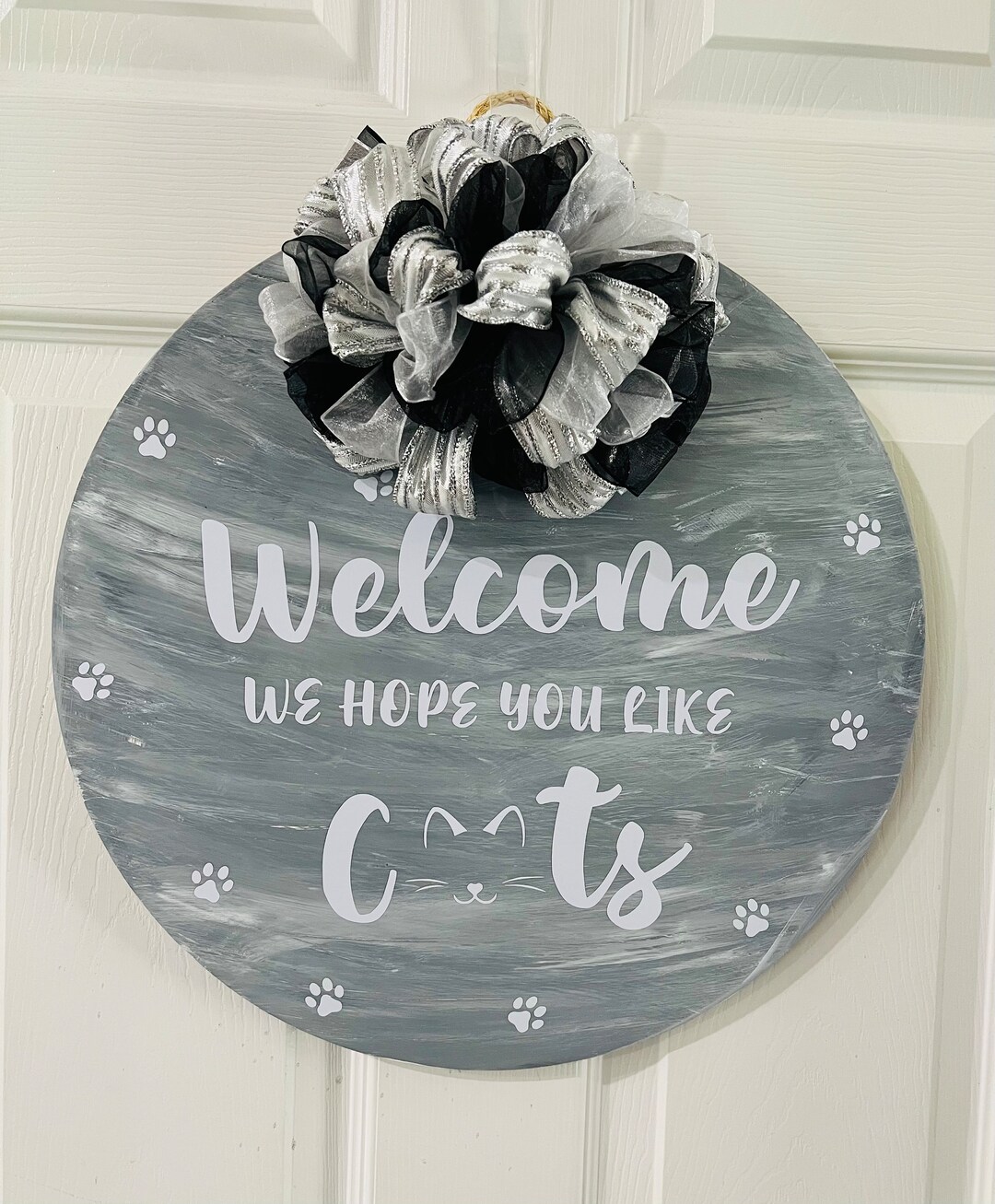 Welcome Cats Wood Door Wreath - Etsy