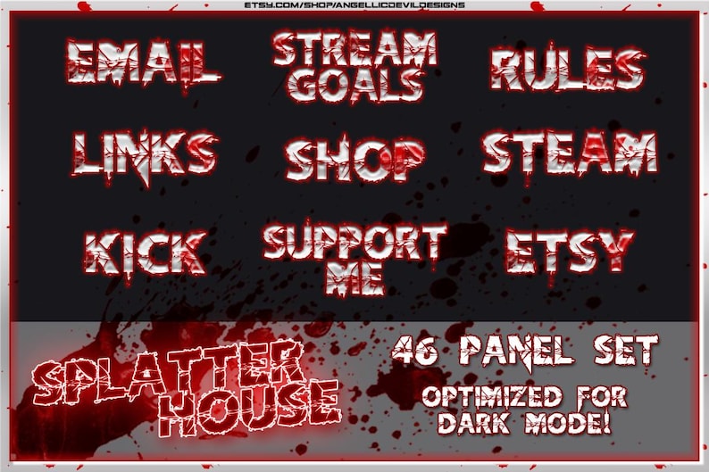 Splatter Font Slasher Horror Gothic Custom Twitch Panels for Social ...