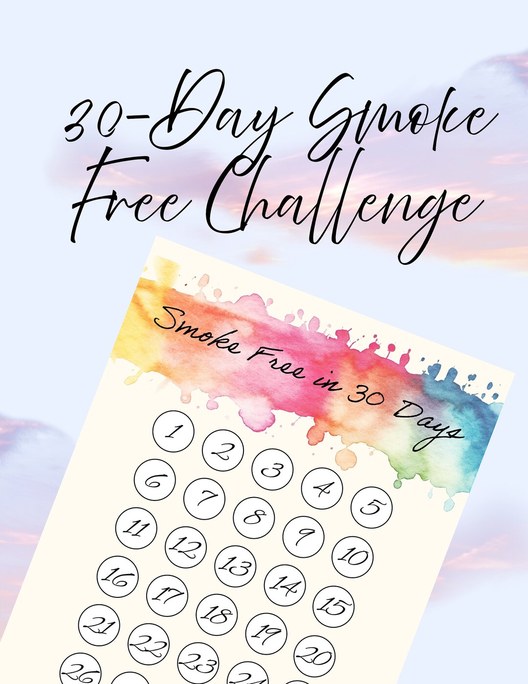 30 Day Quit Smoking Challenge Poster Planner - Etsy