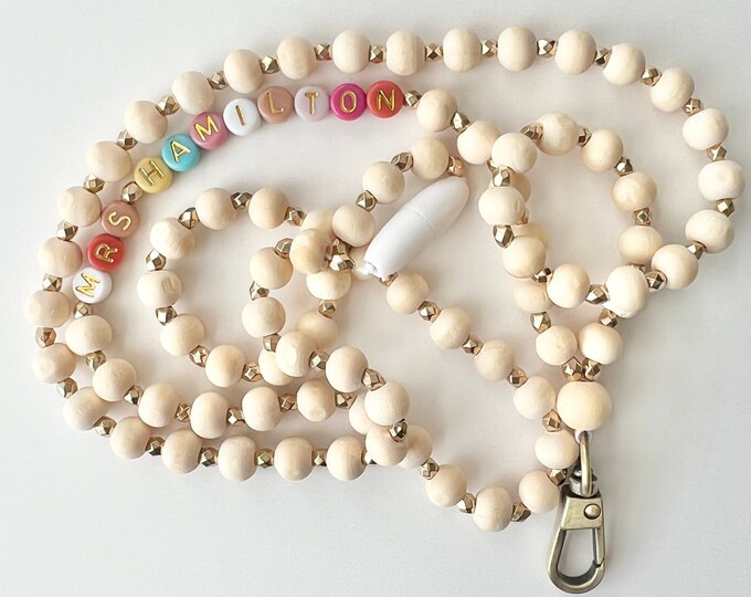 Neutral With A Pop of Color Lanyard Rainbow Letters Modern - Etsy